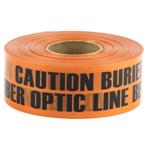 Dottie Underground Warning Tape, Caution Buried Fiber Optic Line Below, Orange, Polyethylene ...